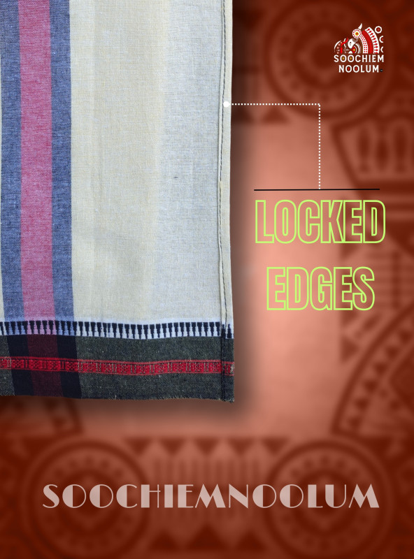 Premium Handloom Off-White Designer Dhoti | Soochiem Noolum